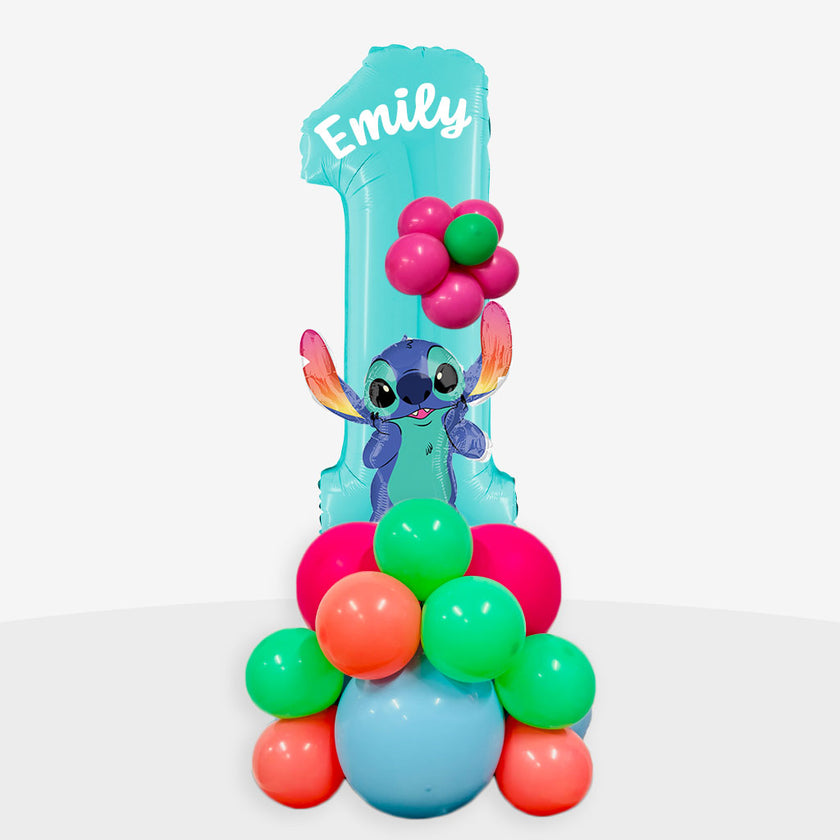Personalised Lilo & Stitch Number Balloon Stack | Box Balloons | Helium ...