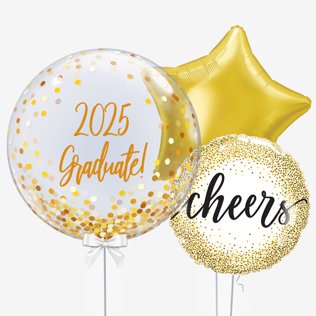 Personalised Gold Glitter Cheers Bubble Balloons | Box Balloons ...