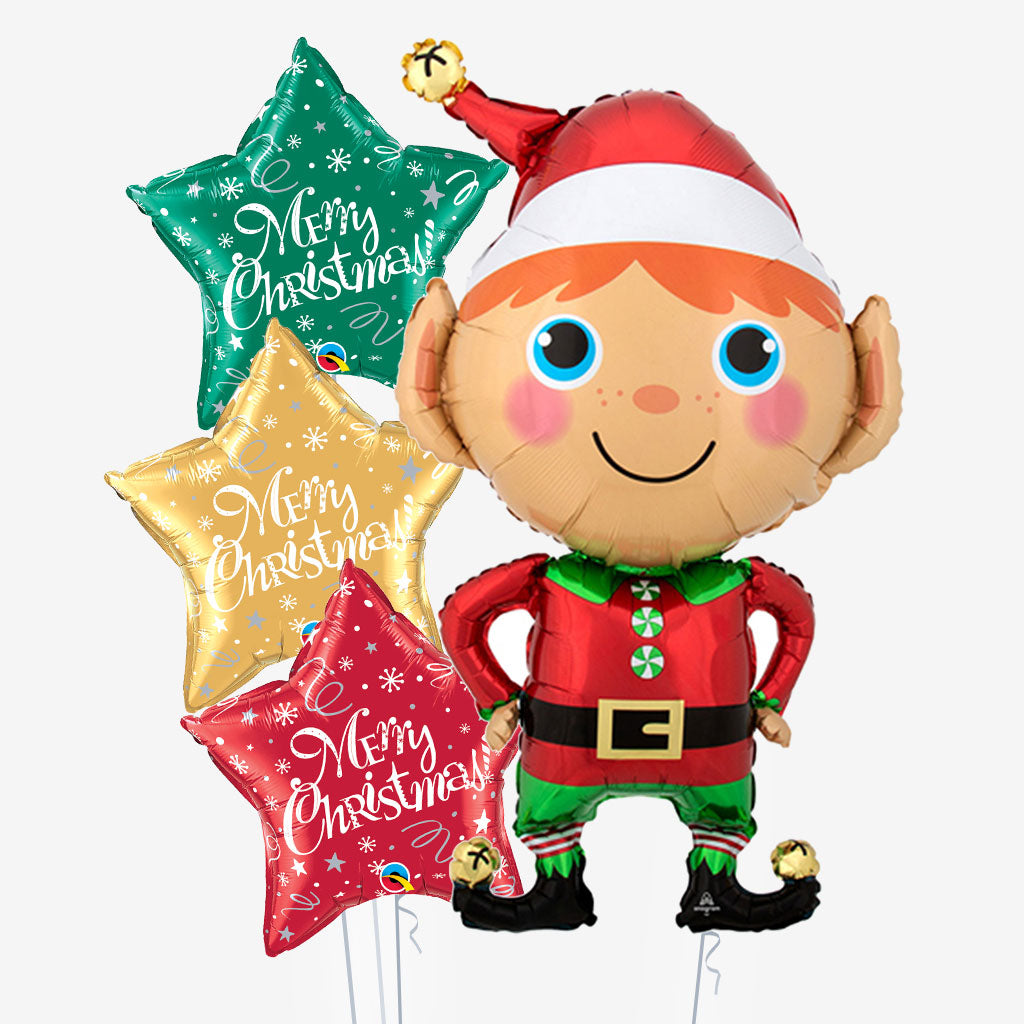 Elf Christmas Star Balloons | Box Balloons | Helium Balloon Delivery
