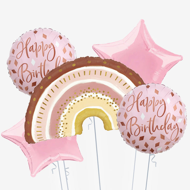 Boho Blush Rose Gold Birthday Balloons | Box Balloons | Helium Balloon ...