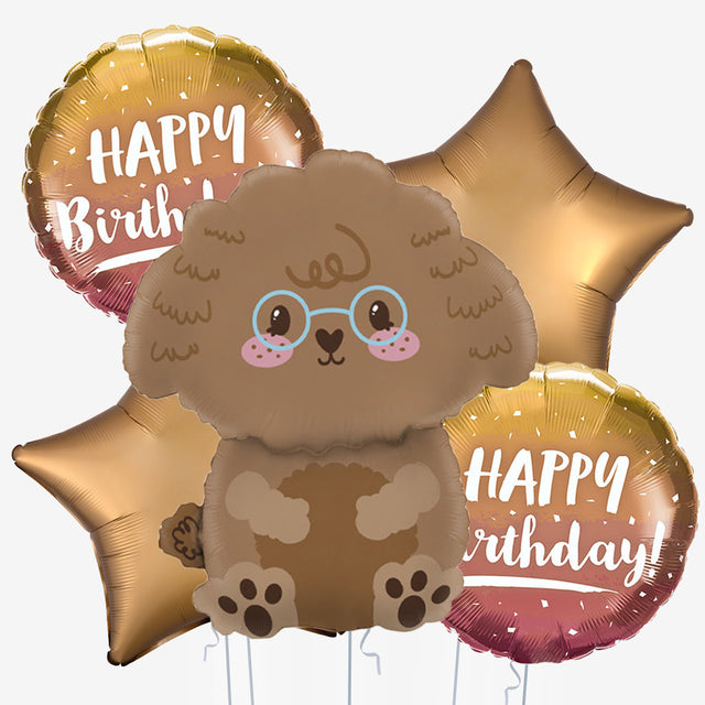 Poodle Happy Birthday Dog Balloons | Box Balloons | Helium Balloon Delivery