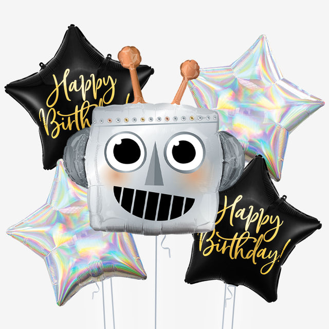 Robot Happy Birthday Balloons | Box Balloons | Helium Balloon Delivery