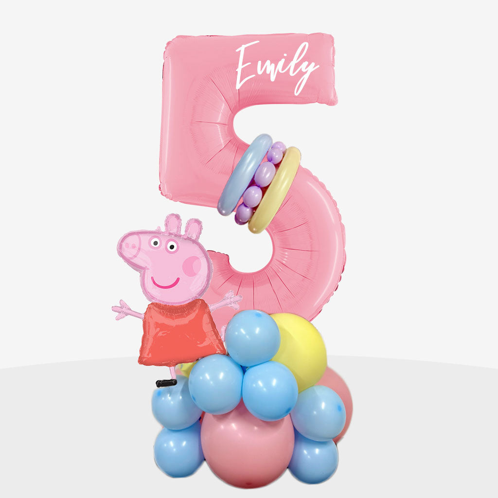 Personalised Peppa Pig Number Balloon Stack | Box Balloons | Helium ...