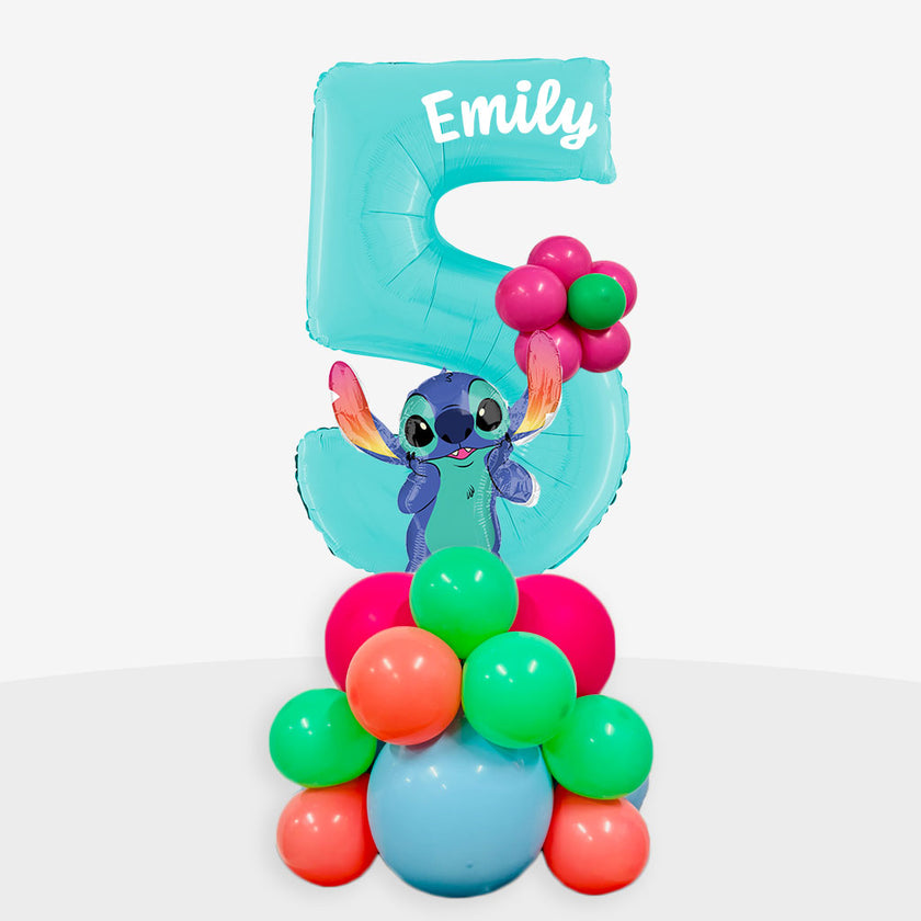 Personalised Lilo & Stitch Number Balloon Stack | Box Balloons | Helium ...