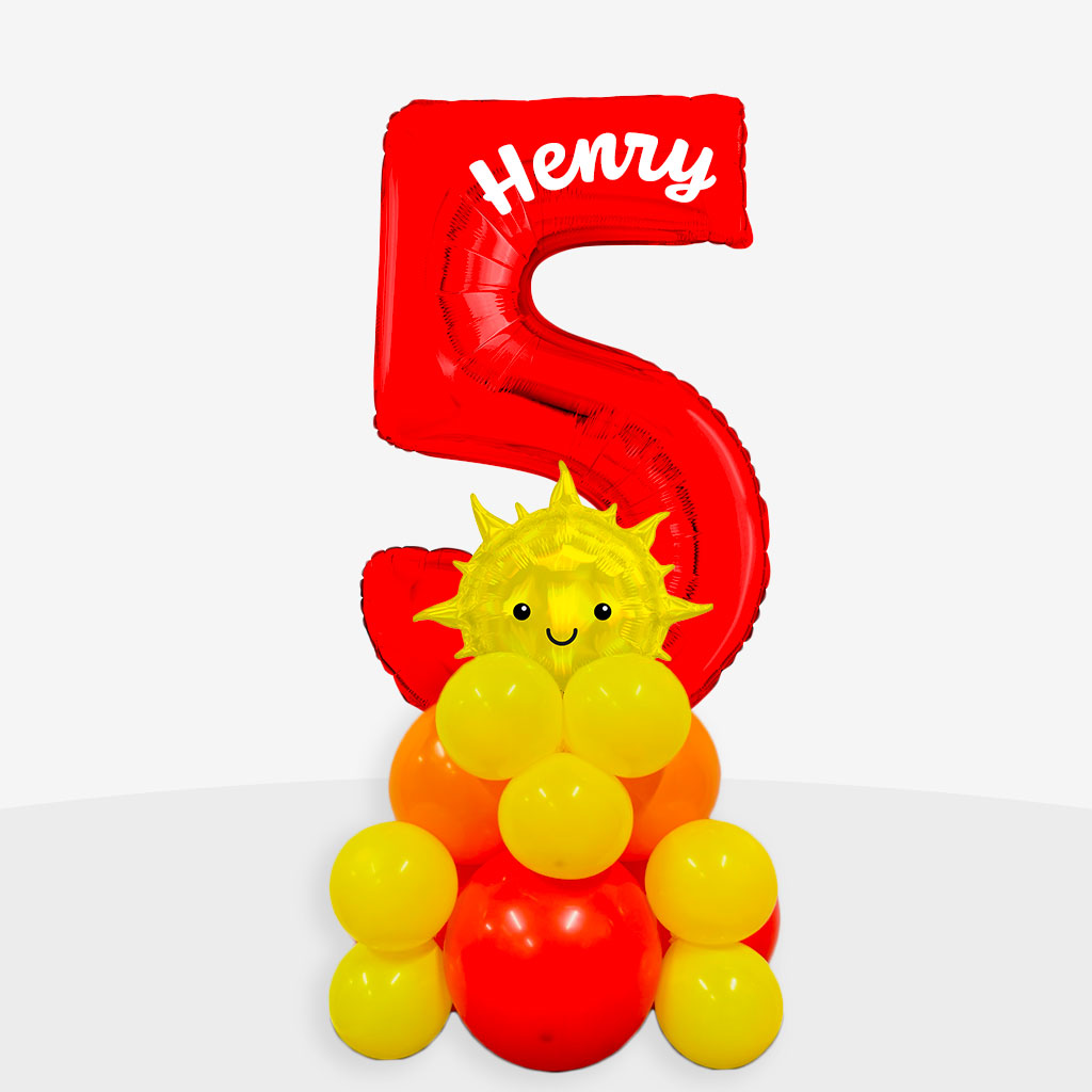 Personalised Sunshine Number Balloon Stack | Box Balloons | Helium ...