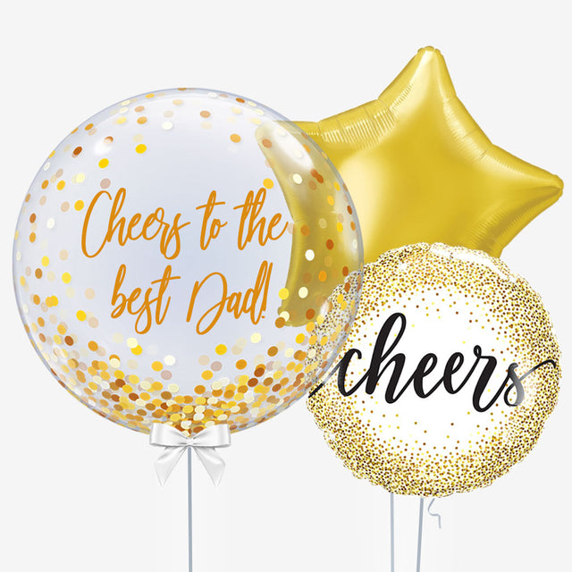 Personalised Gold Glitter Cheers Bubble Balloons | Box Balloons ...
